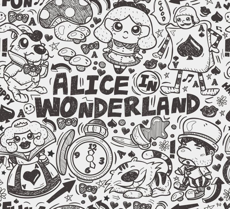 Seamless Alice in Wonderland Pattern Stock Vector - Illustration of ...