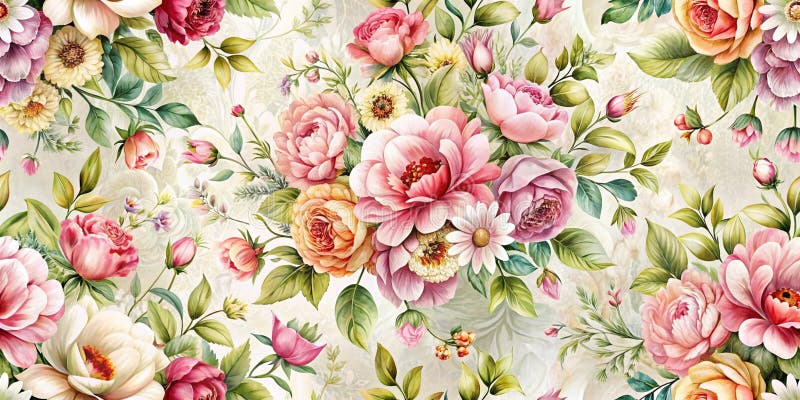 Allover Seamless Floral Pattern Design with Beautiful Flowers on ...