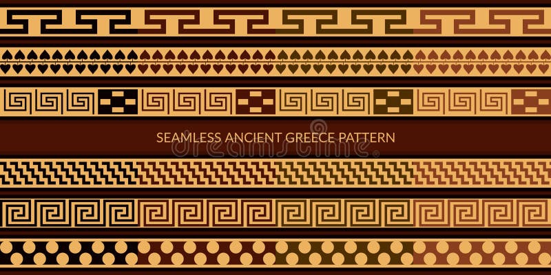 Seamless Ancient Greece Pattern Set Vector Illustration Background Art ...
