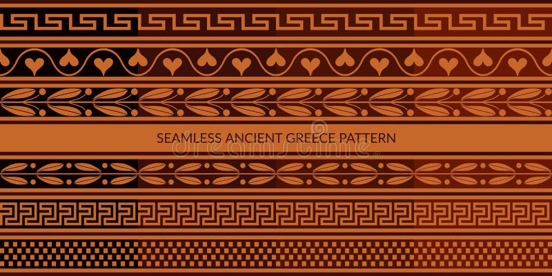 Seamless Ancient Greece Pattern Set Vector Illustration Background ...