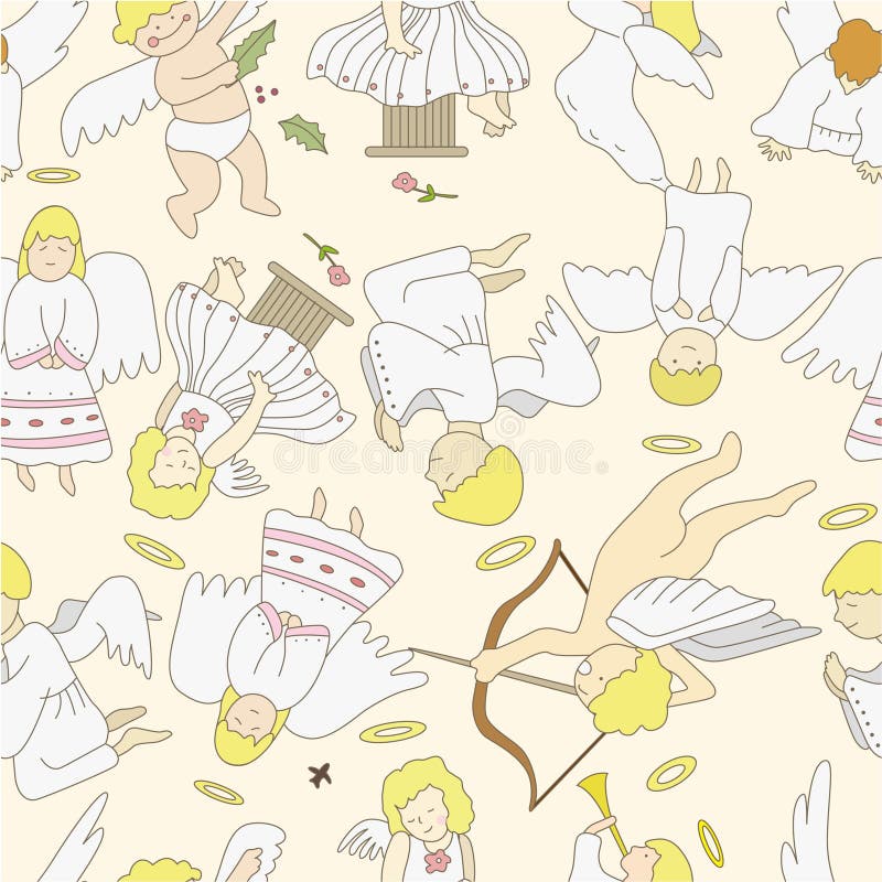 Seamless angel pattern stock vector. Illustration of background - 17785064