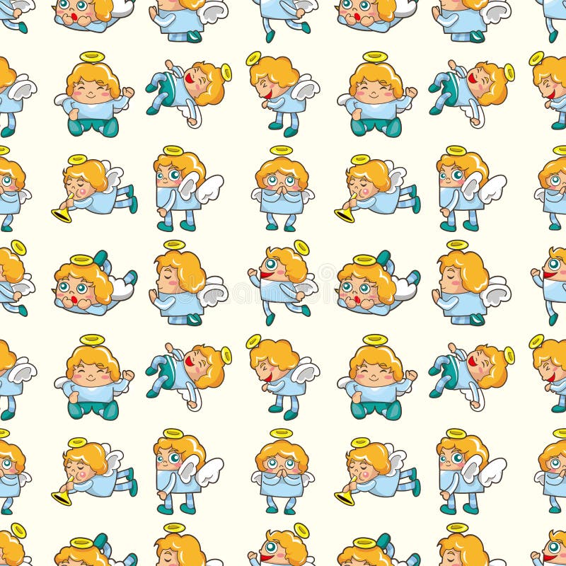 Seamless Wallpaper, Flying Angel Stock Vector - Illustration of cartoon ...