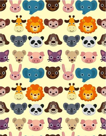 Seamless Animal Face Pattern Stock Illustration - Illustration of happy ...