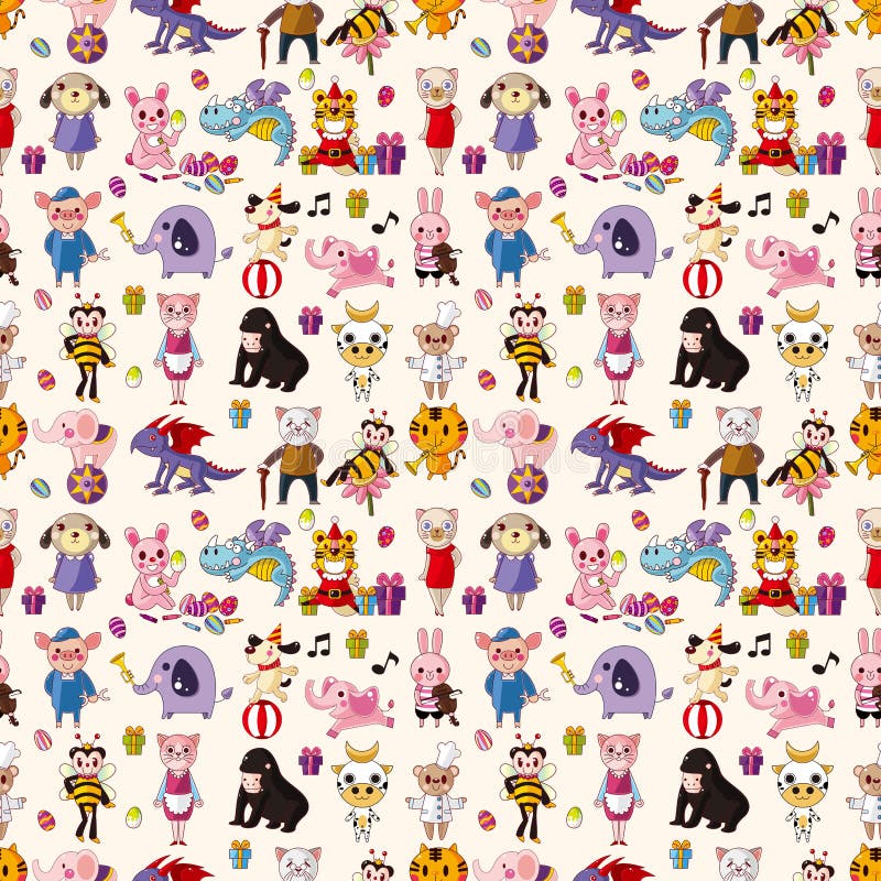 Seamless animal pattern stock vector. Illustration of cartoon - 31655314