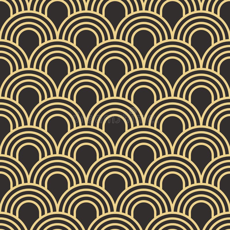 Seamless Antique Palette Simple Art Deco Wave Scales Pattern Vector ...
