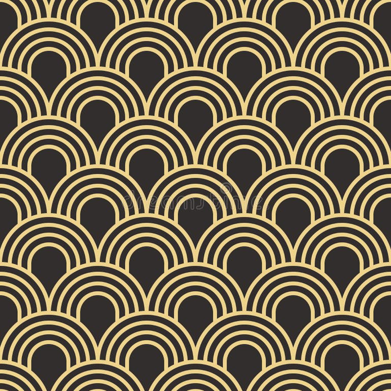 Seamless Antique Palette Simple Art Deco Wave Scales Pattern Vector ...