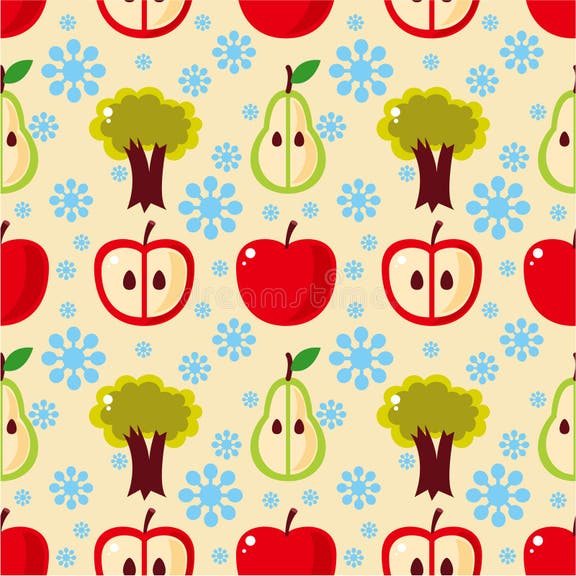 Seamless Apple Tree Pattern Stock Vector - Illustration of colorful ...