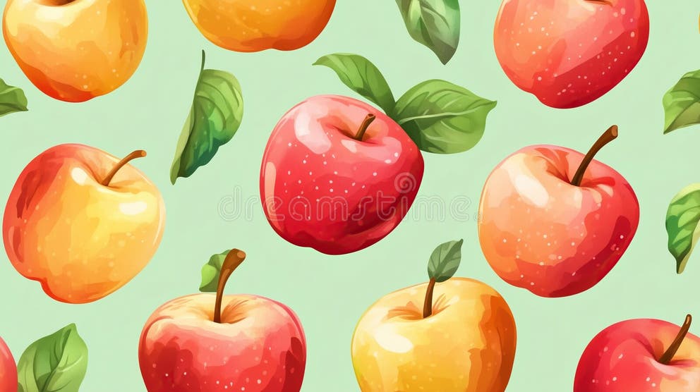 Seamless apples pattern stock image. Image of orange - 337654915