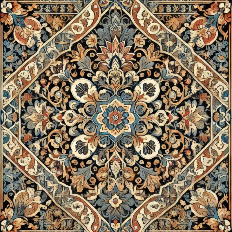 Seamless Arabian-style Vector Pattern with Intricate Geometric and ...