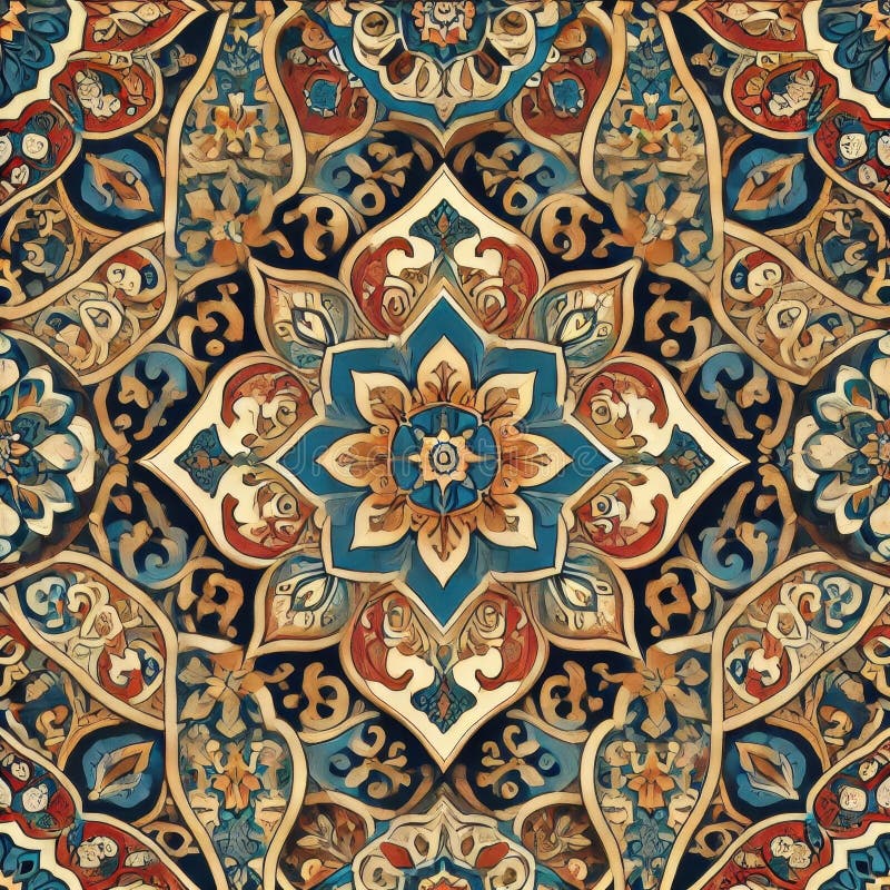 Seamless Arabian-style Vector Pattern with Intricate Geometric and ...