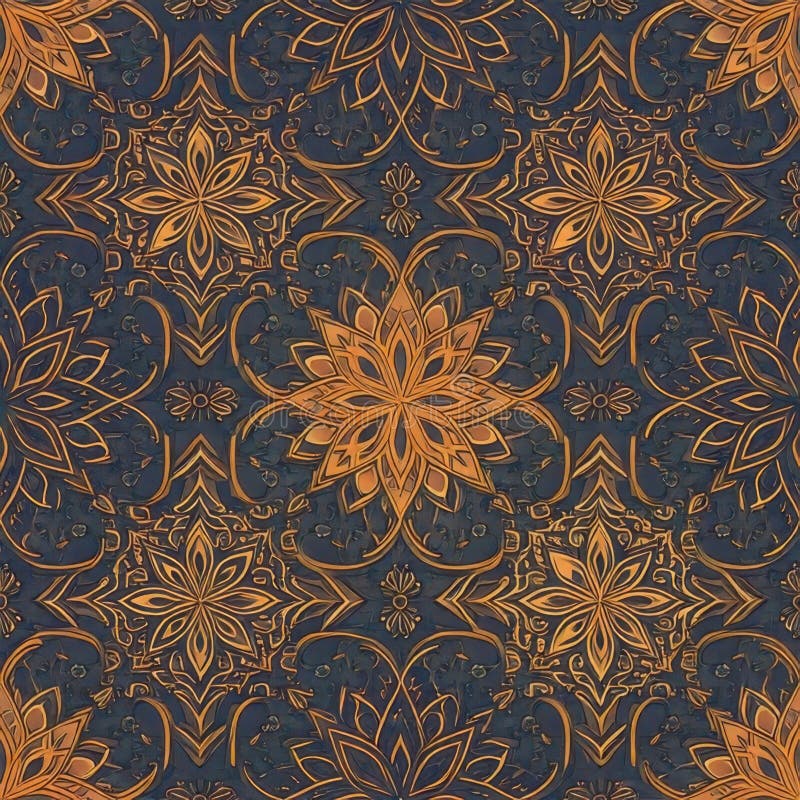 Seamless Arabian-style Vector Pattern with Intricate Geometric and ...