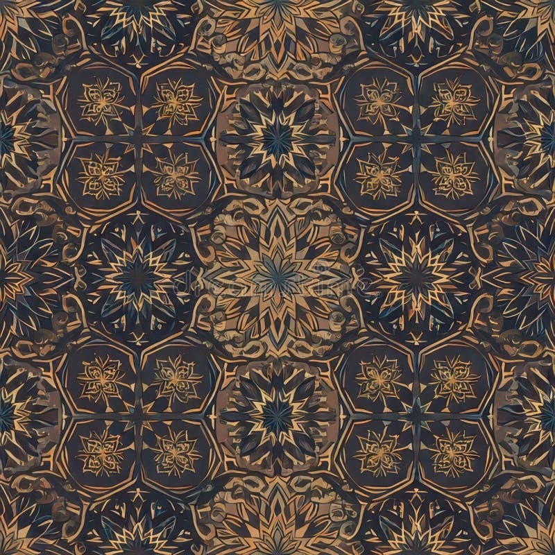 Seamless Arabian-style Vector Pattern with Intricate Geometric and ...