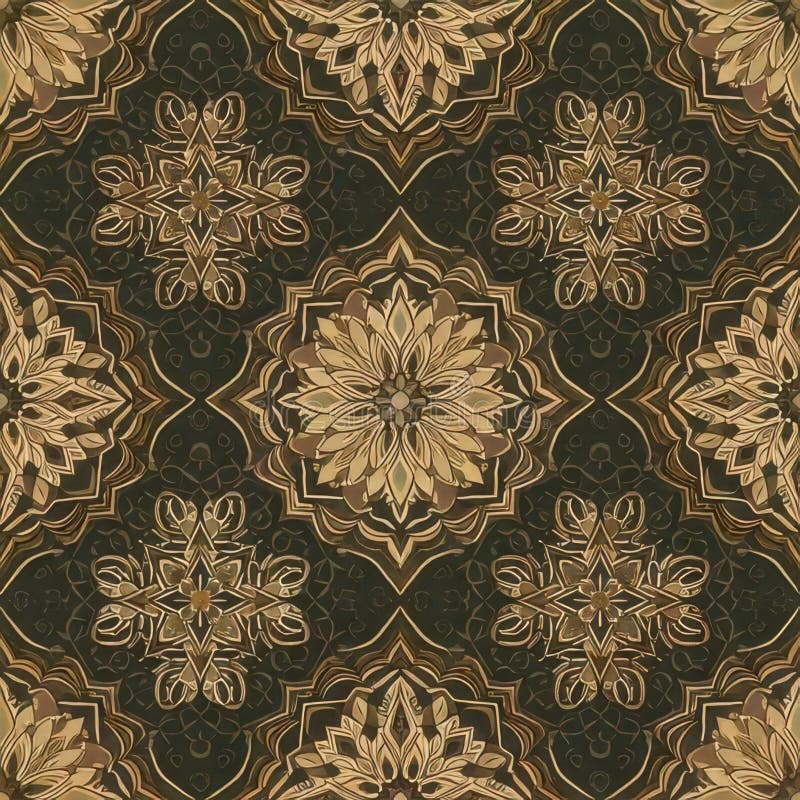 Seamless Arabian-style Vector Pattern with Intricate Geometric and ...