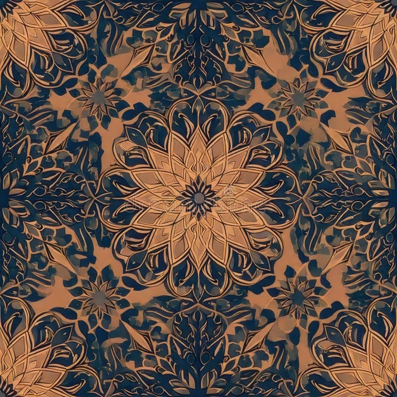 Seamless Arabian-style Vector Pattern with Intricate Geometric and ...