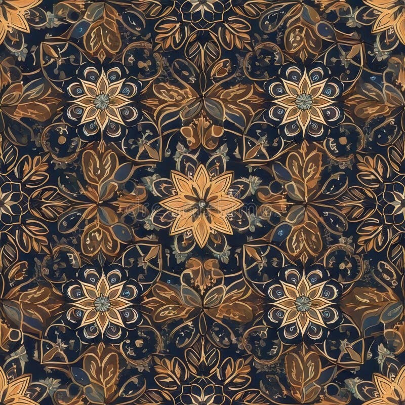 Seamless Arabian-style Vector Pattern with Intricate Geometric and ...