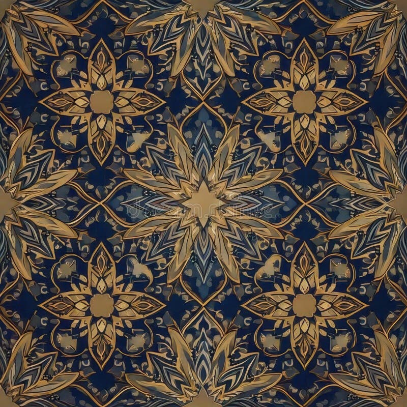 Seamless Arabian-style Vector Pattern with Intricate Geometric and ...