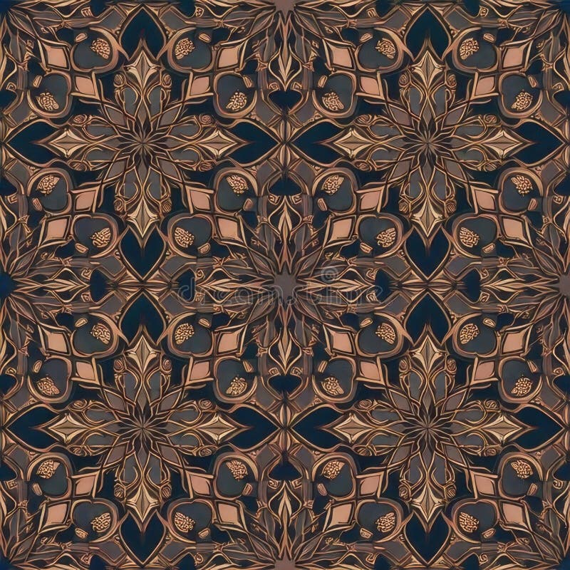 Seamless Arabian-style Vector Pattern with Intricate Geometric and ...