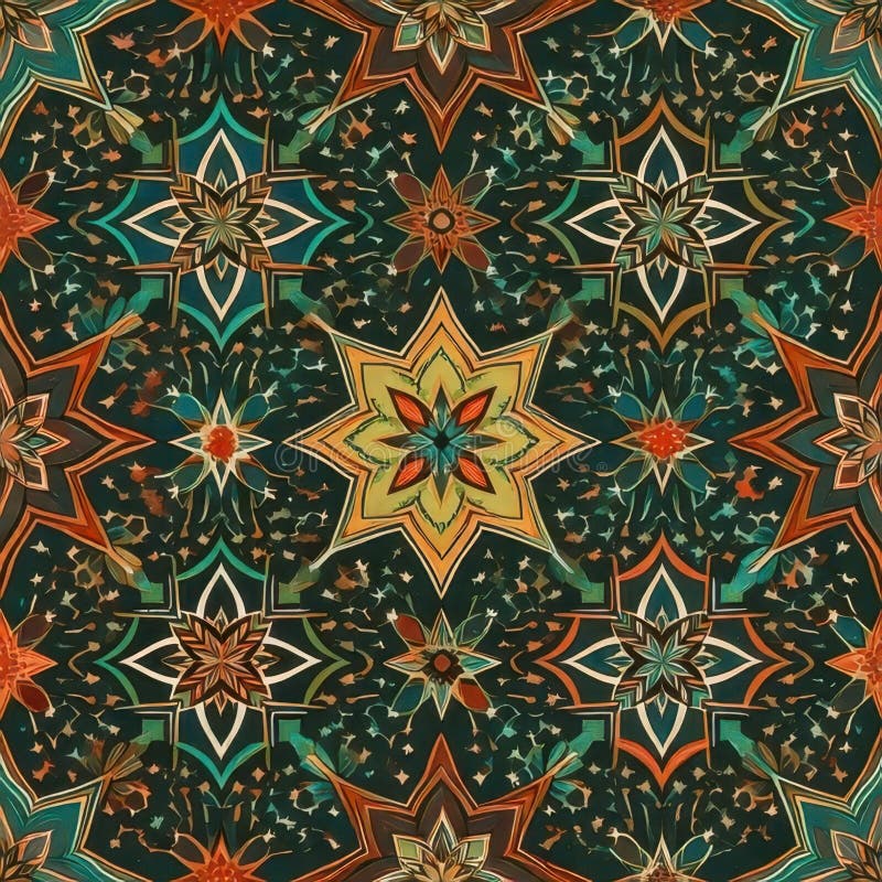 Seamless Arabian-style Vector Pattern with Intricate Geometric and ...