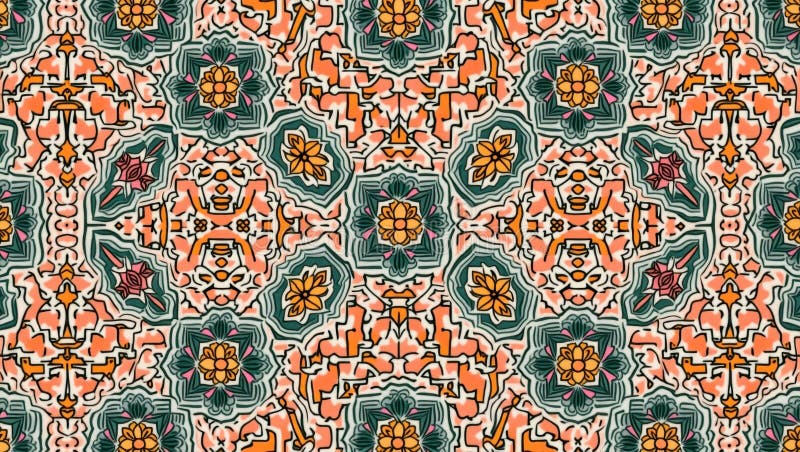 Seamless Arabian-style Vector Pattern with Intricate Geometric and ...