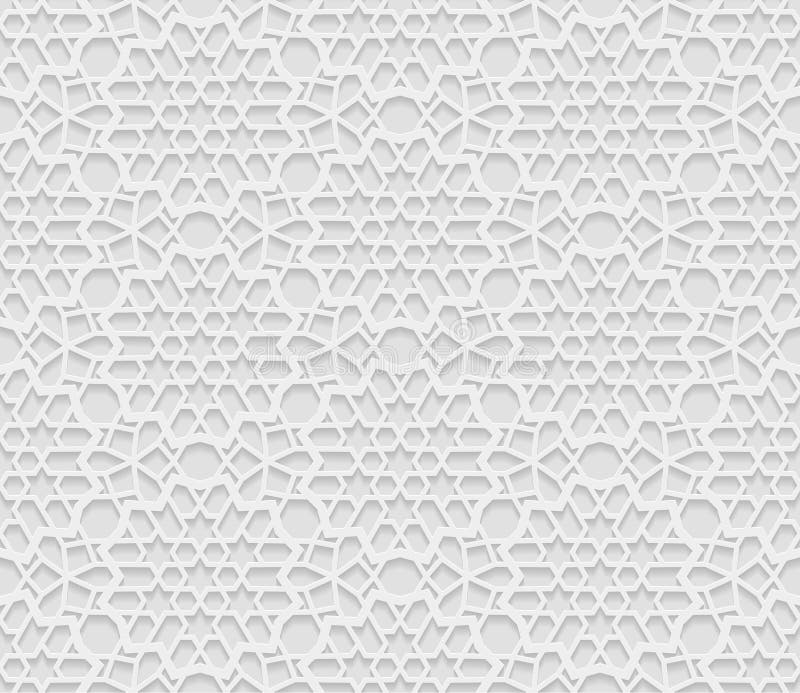Seamless Arabic Geometric Pattern, 3D White Background, Indian Ornament ...