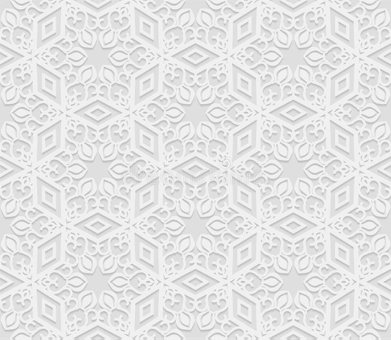 Seamless Arabic Geometric Pattern, 3D White Background, Indian Ornament ...