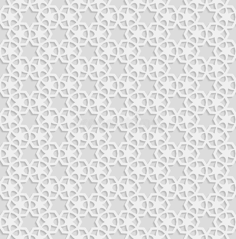 Seamless Arabic Geometric Pattern, 3D White Pattern Stock Vector ...