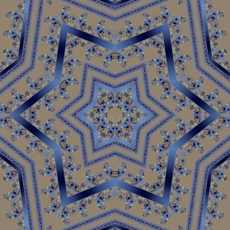 Arabic Lace Seamless Pattern with Stars in Beige Colors. Traditional ...