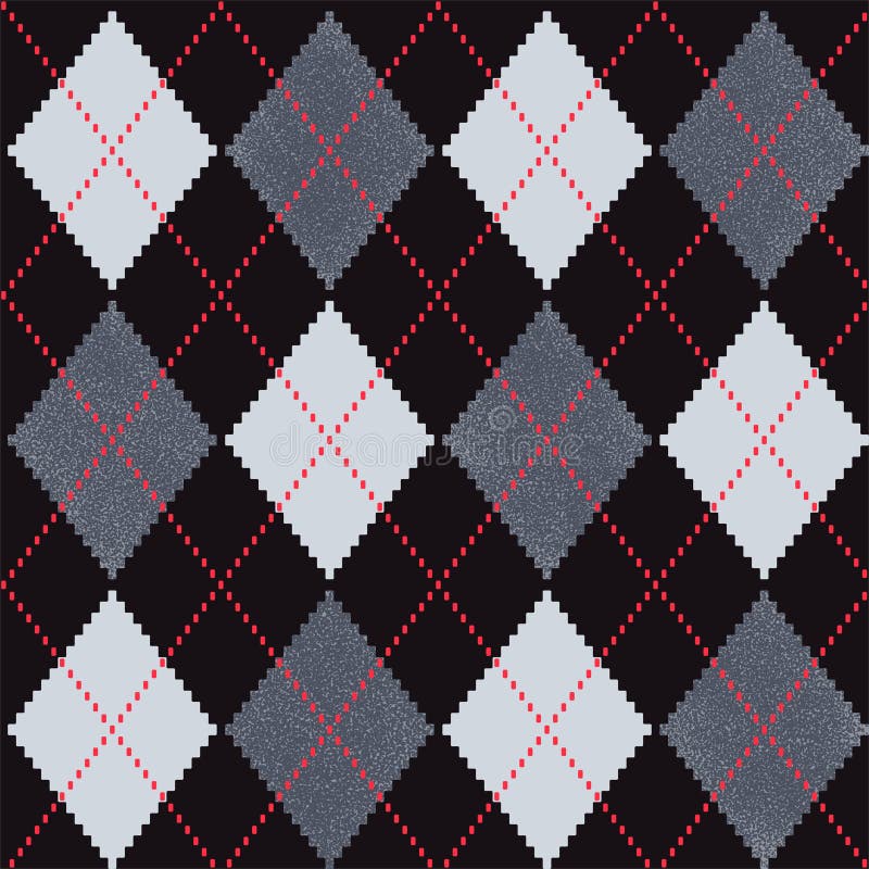Seamless Argyle Check Pattern in Pink, Light Blue and Gray with White Stitch. Vector Geometric ...