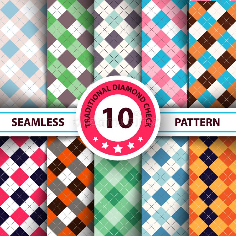 Seamless Argyle Plaid Blue Pattern. Diamond Check Stock Vector ...