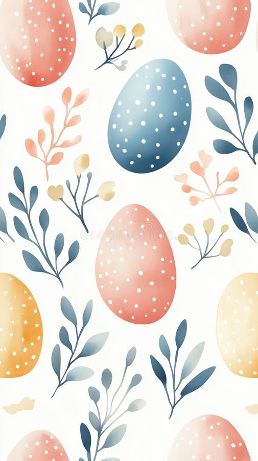 Vibrant Easter Egg Pattern in Pastel Colors with Soft Floral Accents on ...