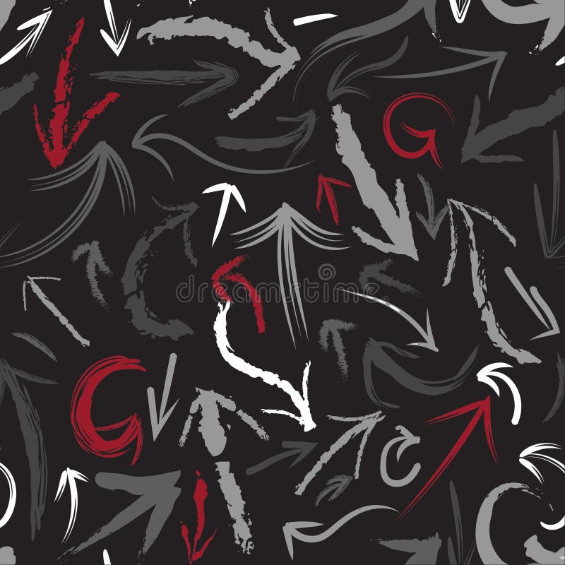 Seamless Arrow Pattern on Black Background Stock Vector - Illustration ...