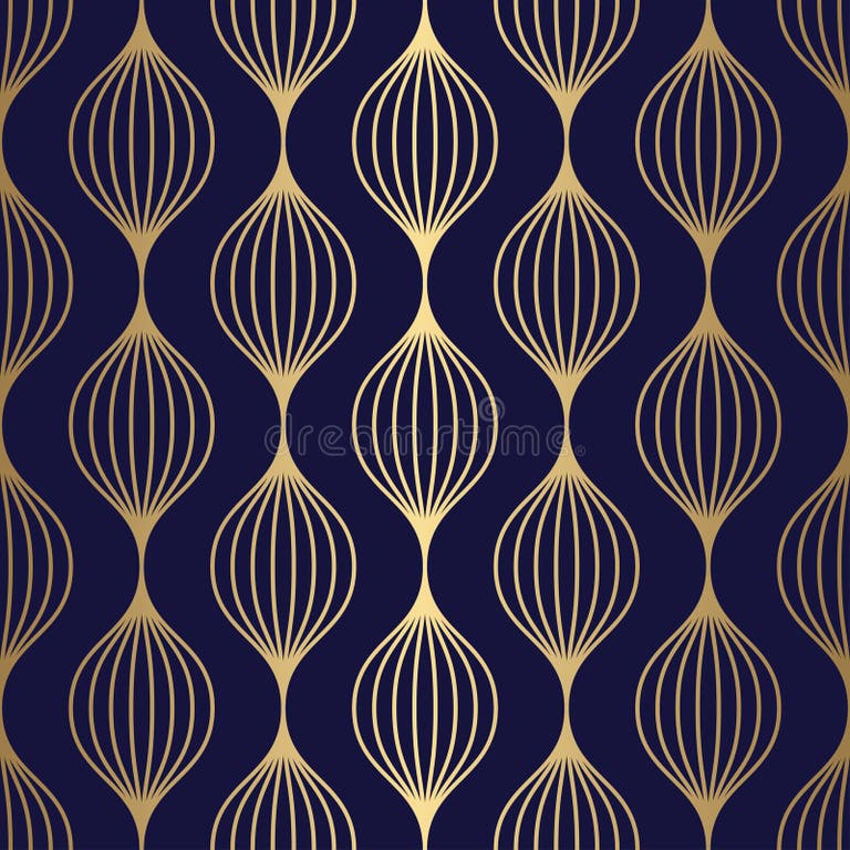 Seamless Pattern with Gold Bauble on Blue Background, Vector Surface ...