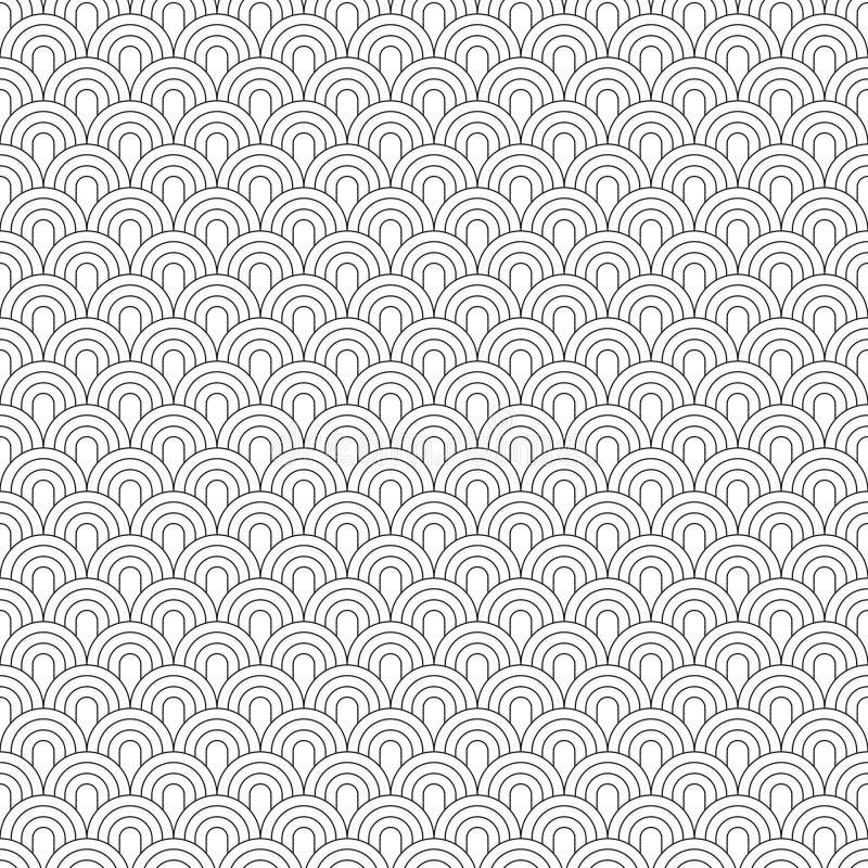 Seamless Art Deco Scallop Pattern Background Texture Stock Illustration ...