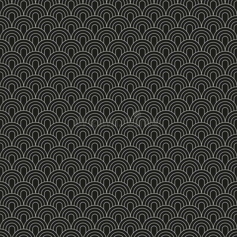 Seamless Art Deco Scallop Pattern Background Texture Stock Illustration ...