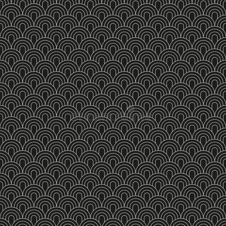 Seamless Art Deco Scallop Pattern Background Texture Stock Illustration ...