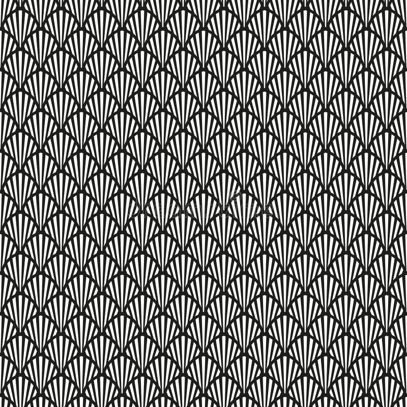 Seamless Art Deco Scallop Pattern Background Texture Stock Illustration ...