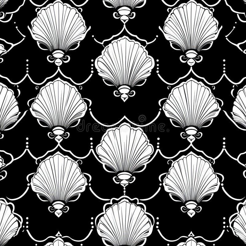 Seamless Art Deco Scallop Pattern Background Wallpaper Stock Photos ...