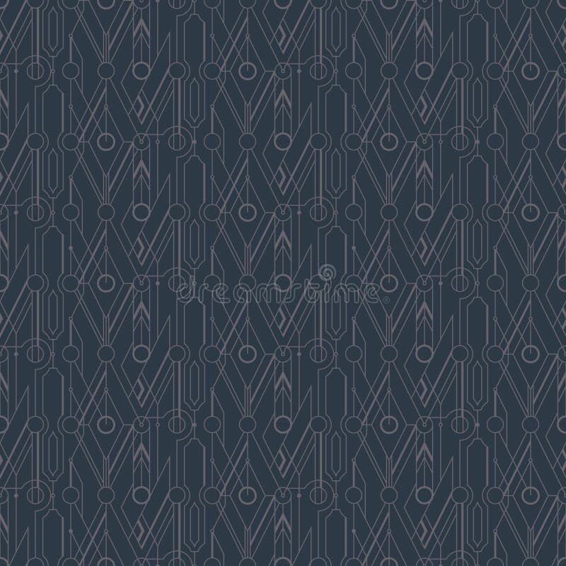 Seamless Art Deco Vintage Dark Blue Pattern Stock Vector - Illustration ...