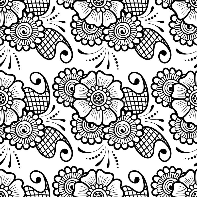 Mehndi seamless pattern stock vector. Illustration of national - 101794012