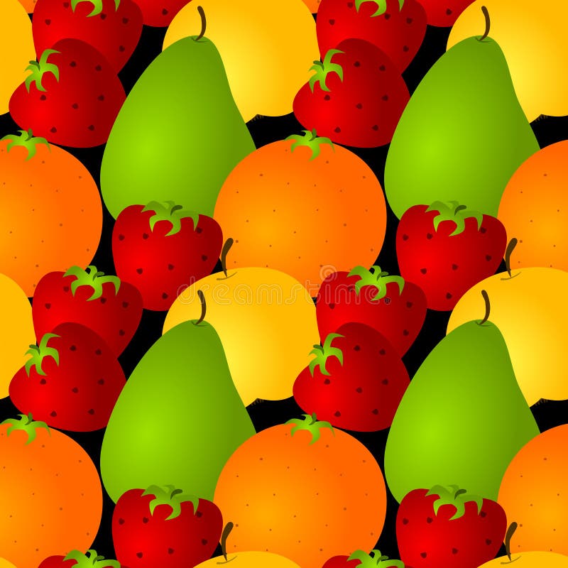 Seamless Assorted Fruits Background Stock Illustration - Illustration ...