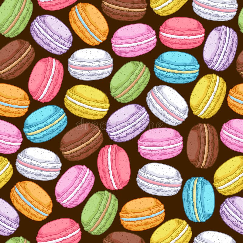 Seamless Assorted Macarons Pattern Stock Vector - Illustration of ...