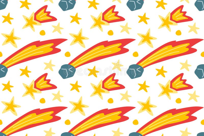 Seamless Asteroid Pattern. Meteor. Space Rock Flying from Outer Space ...