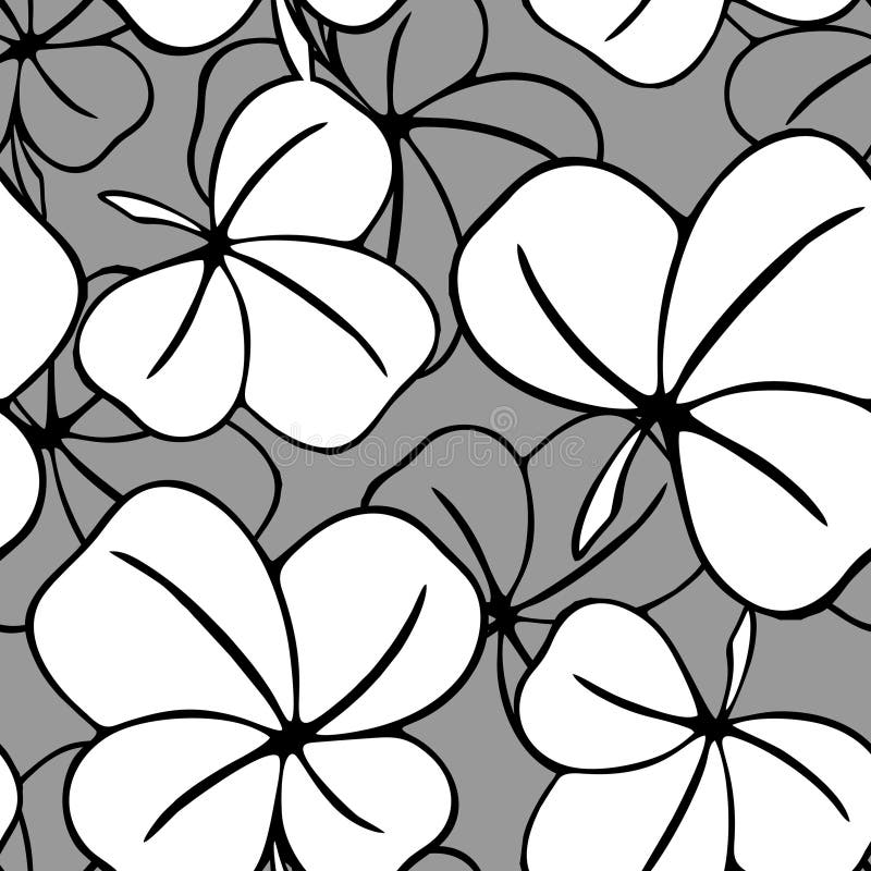 Seamless Asymmetric Pattern of Clover Leaves in White and Gray Tones ...