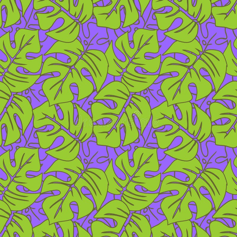 Seamless Asymmetric Pattern of Green Tropical Leaves on a Blue ...