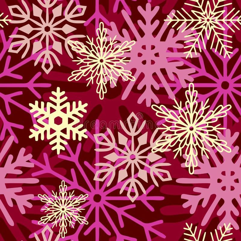 Seamless Asymmetric Pattern of Multi-colored Snowflakes on a Purple ...