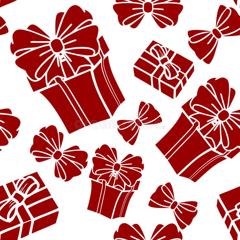 Seamless Asymmetric Pattern of Red Gift Boxes on a White Background ...