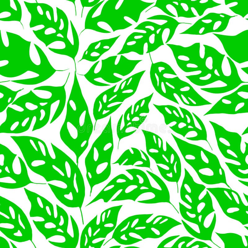 Seamless Asymmetric Repeating Pattern of Bright Light Green Leaves on a ...