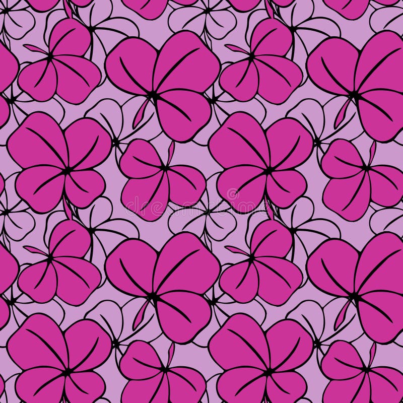 Seamless Asymmetrical Pattern of Clover Leaves in Purple Tones and ...