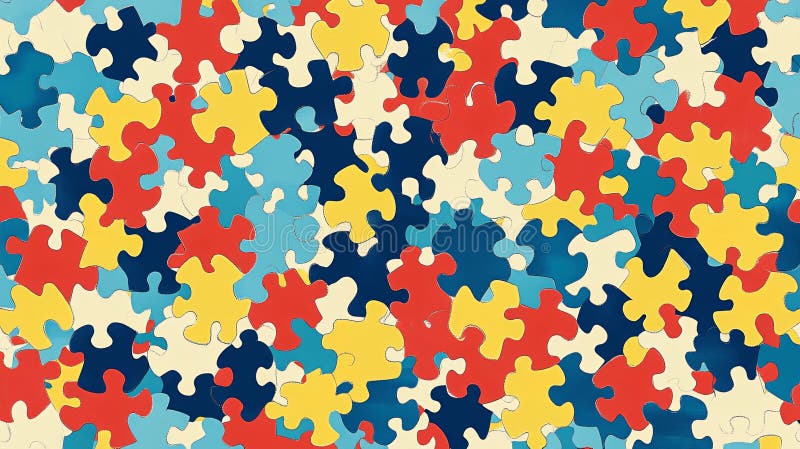 Seamless Autism Awareness Puzzle Piece Pattern Stock Photo - Image of ...