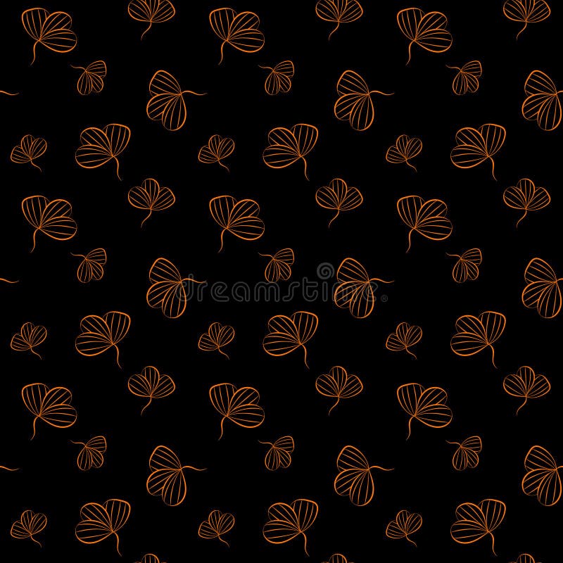 Seamless Autumn Abstract Pattern of Leaves on a Black Background ...